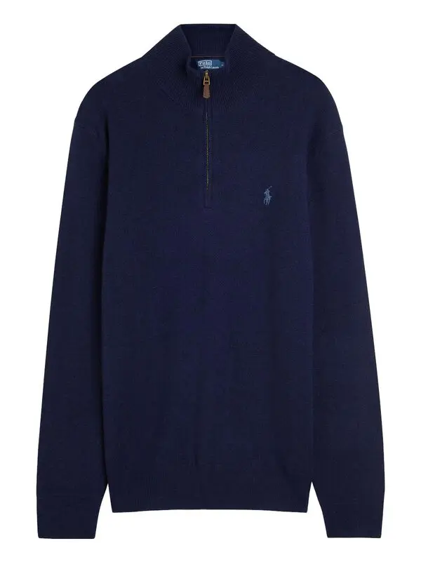 Polo Ralph Lauren Logo-embroidered Wool Polo Jumper - Navy