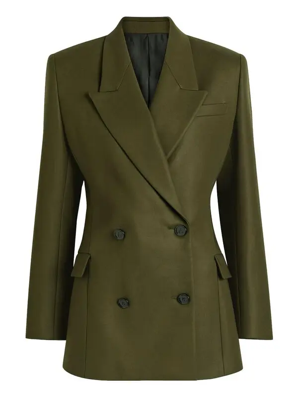 Alaïa Double-breasted Cotton Blazer - Olive