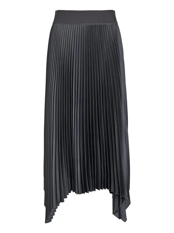 JOSEPH Plissé Satin Midi Skirt - Grey
