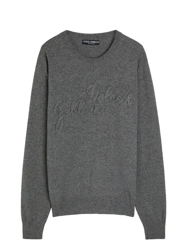 Dolce & Gabbana Logo-appliquéd Wool Sweatshirt - Anthracite