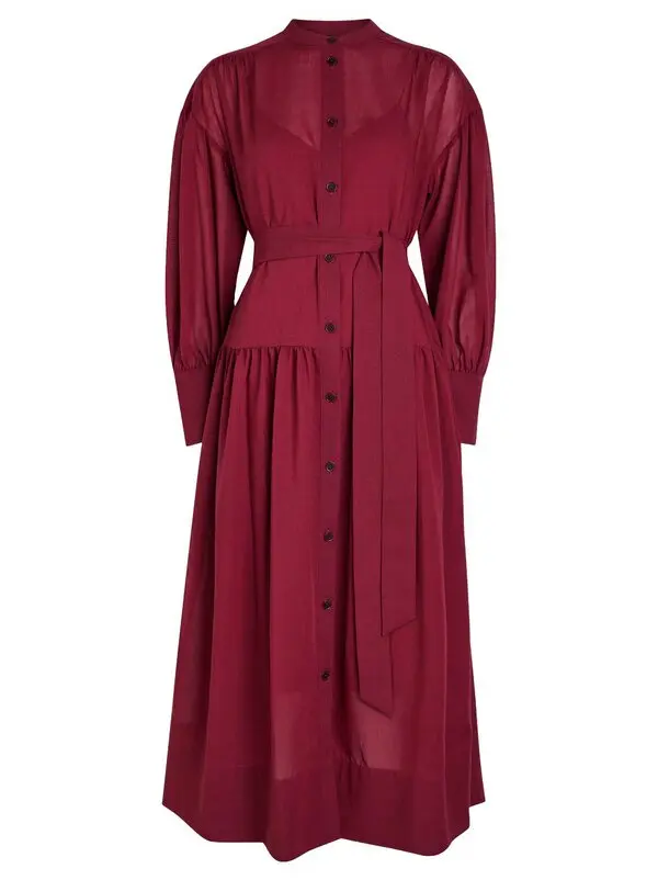 JOSEPH Emma Wool-blend Midi Shirt Dress - Red