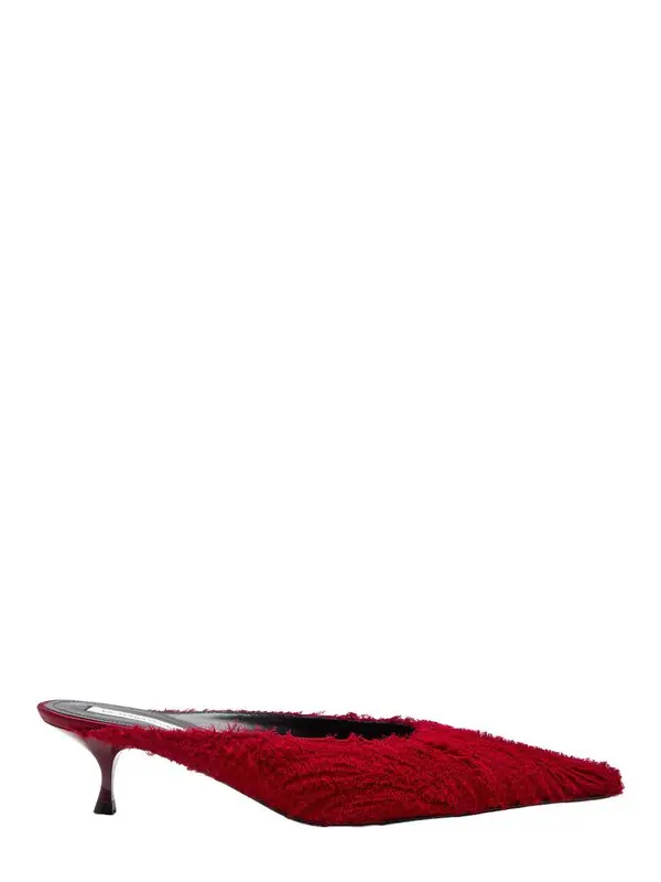Victoria Beckham Sloan 45 Fringed Satin Mules - Red