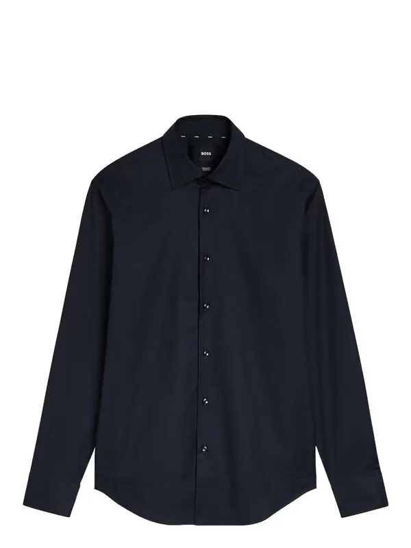 BOSS Textured Woven Shirt - Navy