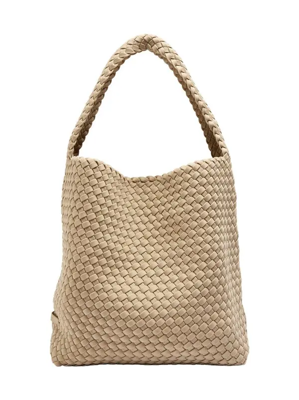 NAGHEDI Nomad Hobo Medium Woven Shoulder Bag - Ecru