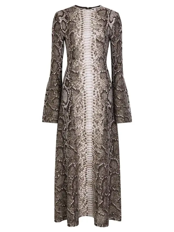 Gabriela Hearst Python Intarsia Cashmere-blend Maxi Dress - Beige