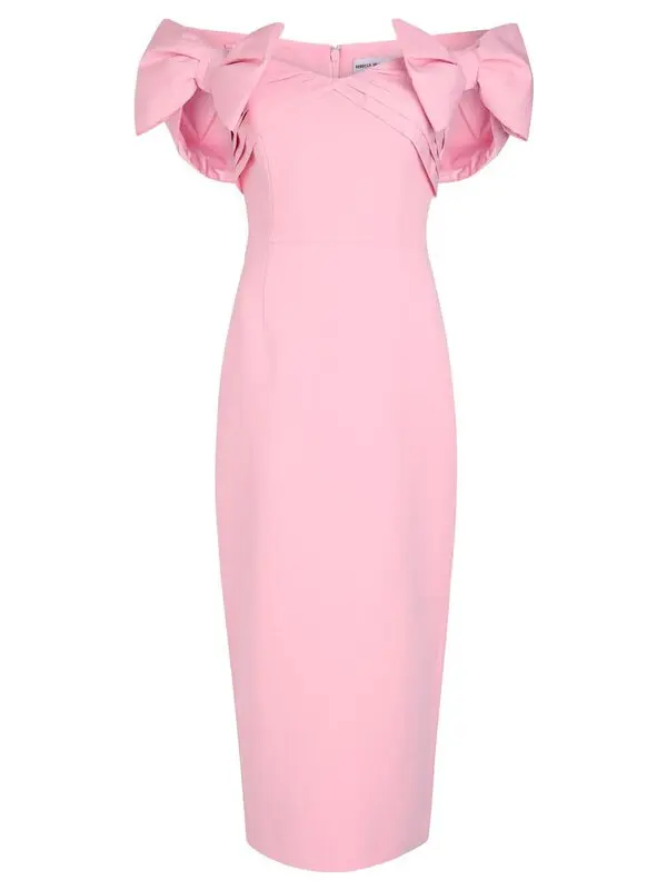 Rebecca Vallance Bow-embellished Crepe Midi Dress - Light Pink