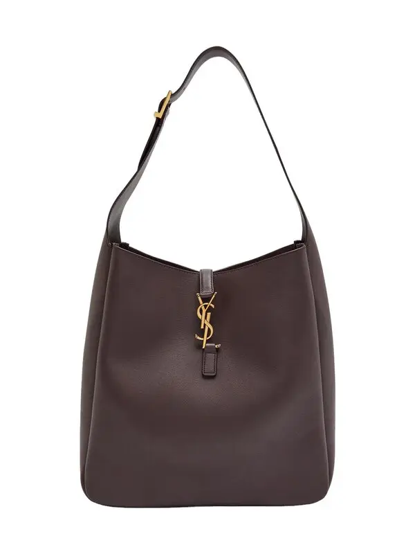 Saint Laurent Le 5 À 7 Large Leather Hobo Bag - Dark Brown