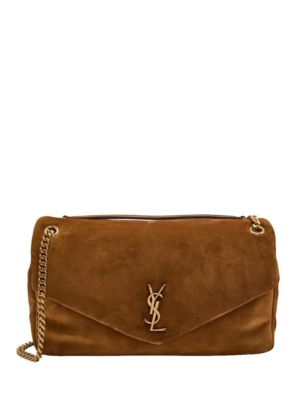 Saint Laurent Calypso Large Padded Suede Shoulder Bag - Brown
