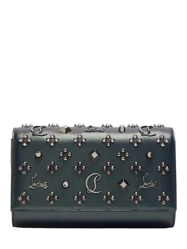 CHRISTIAN LOUBOUTIN Paloma Embellished Leather Clutch - Navy