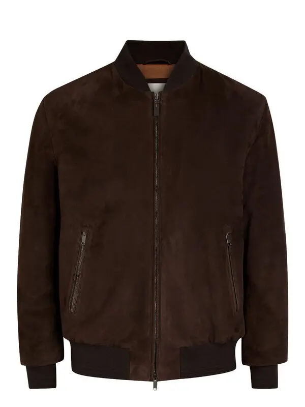 TOD'S Suede Bomber Jacket - Brown