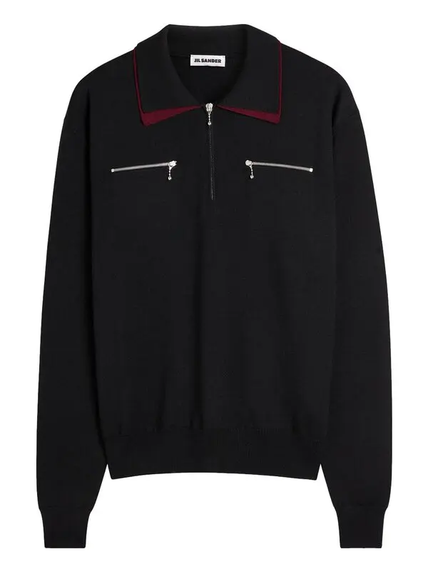 JIL SANDER Wool Polo Shirt - Black