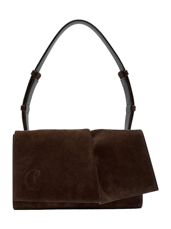 CHRISTIAN LOUBOUTIN Baggy Suede Shoulder Bag - Dark Brown