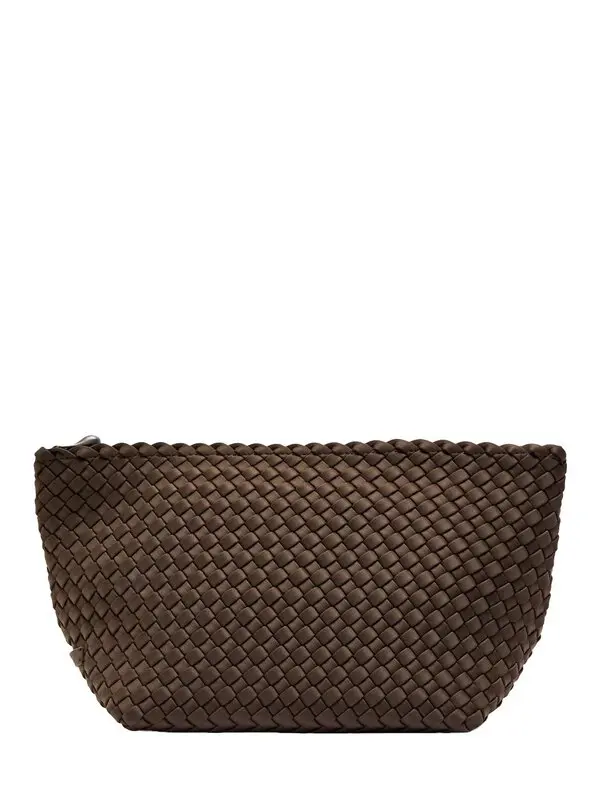 NAGHEDI Portofino Large Woven Nylon Pouch - Chocolate