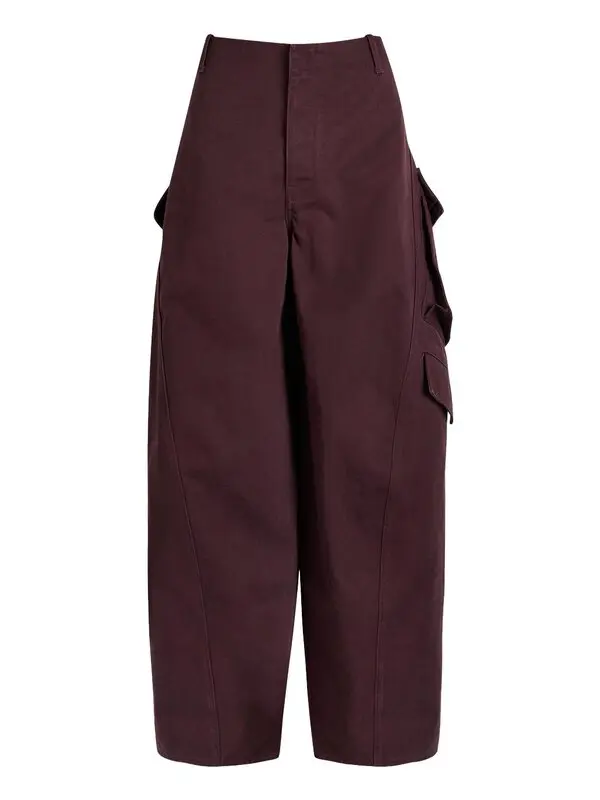 Alaïa Barrel-leg Cotton Cargo Trousers - Aubergine