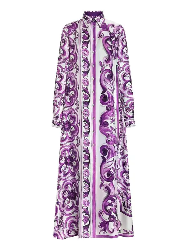 Dolce & Gabbana Maiolica-print Shirt Dress - Purple