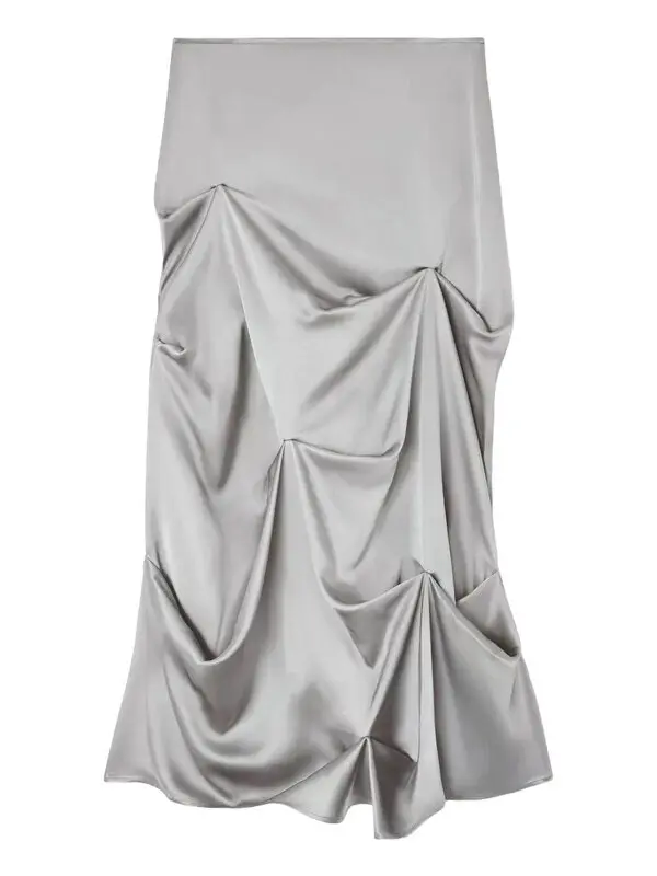 GANNI Asymmetrical-hem Draped Midi Skirt - Grey