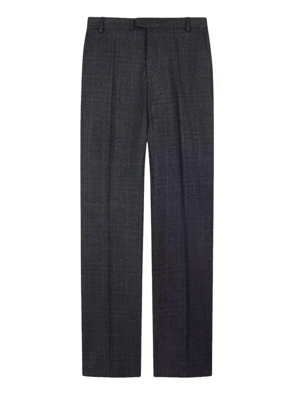 TOD'S Check-pattern Virgin-wool Trousers - Grey