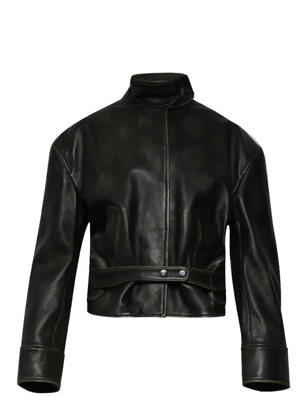 Christopher Esber Burnished Leather Bomber Jacket - Black