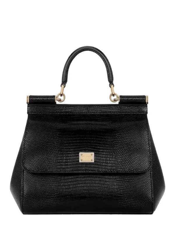 Dolce & Gabbana Medium Sicily Embossed-leather Top-handle Tote Bag - Black
