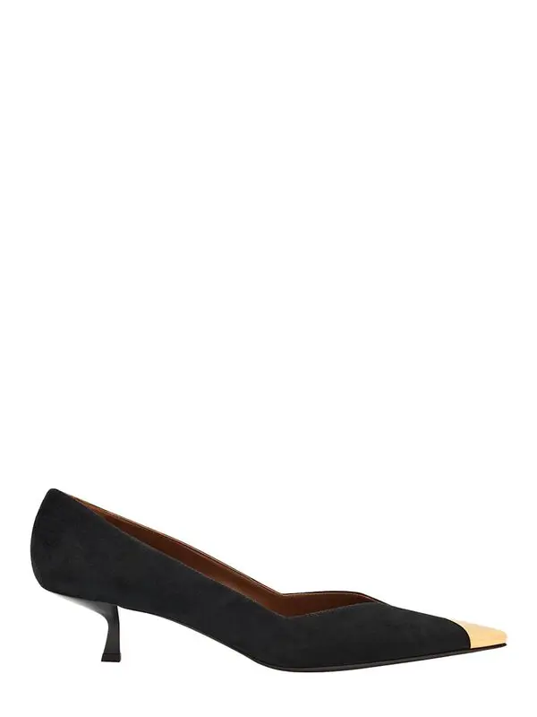 GIUSEPPE ZANOTTI Suede Cap-toe Kitten Heel Pumps - Nero