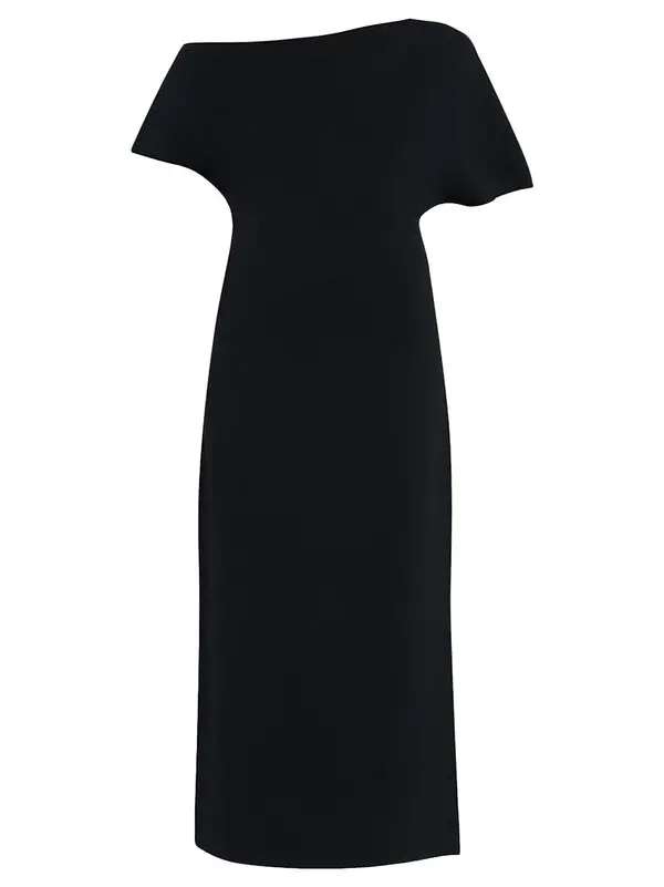 RÓHE Asymmetric Knit Maxi Dress - Black