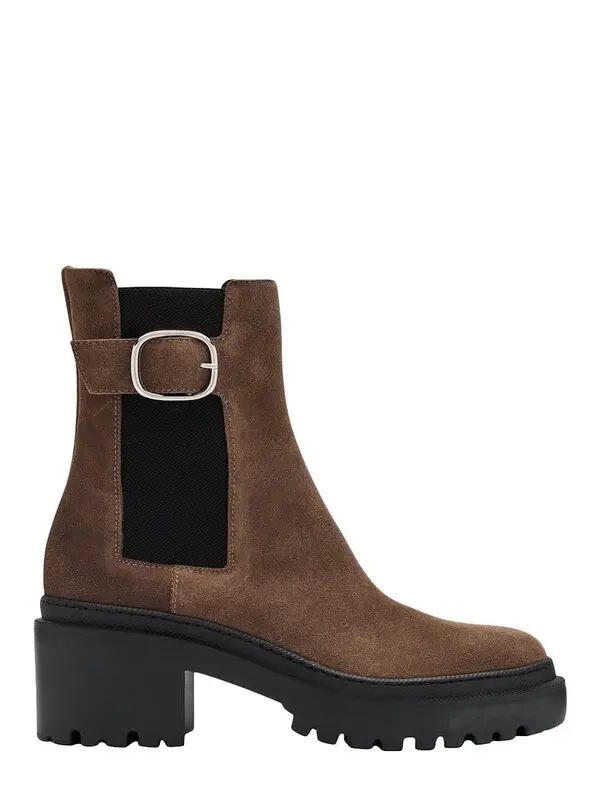 GIUSEPPE ZANOTTI Platform Suede Chelsea Boots - Dark Brown