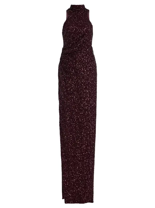 Balmain Sequined Maxi Dress - Purple