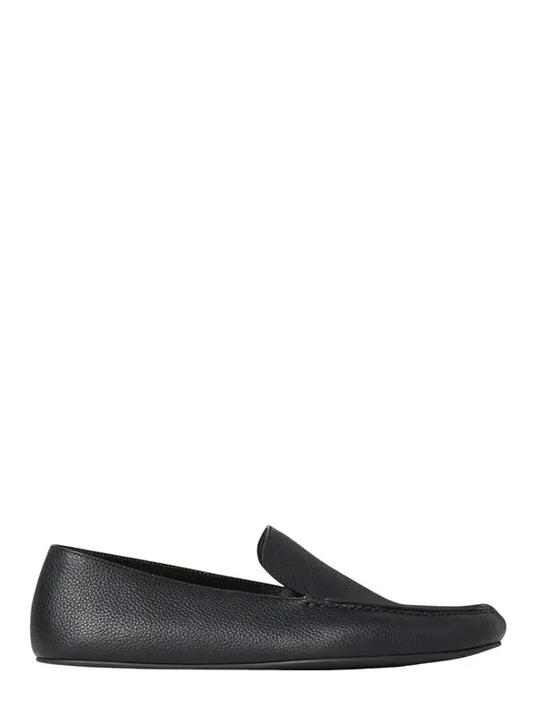 THE ROW Leo Leather Slippers - Black