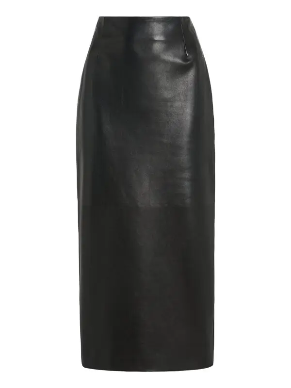 Givenchy Leather Midi Pencil Skirt - Black