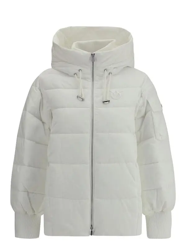 Pinko Quilted Logo Padded Down Jacket - White