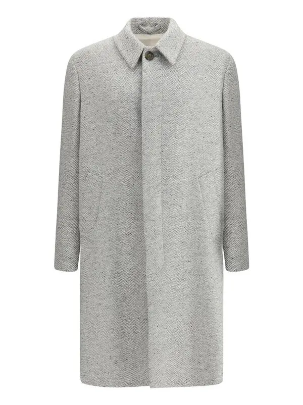 LARDINI Herringbone Patterned Coat - Grey