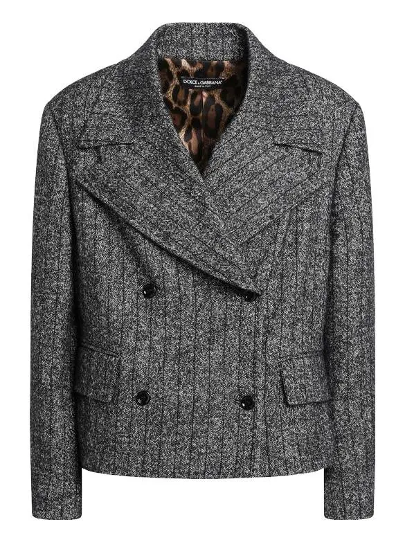 Dolce & Gabbana Striped Wool-blend Jacket - Grey