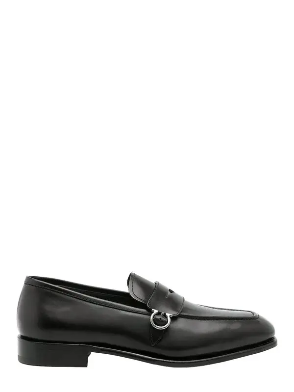 FERRAGAMO Leather Penny Loafers - Black
