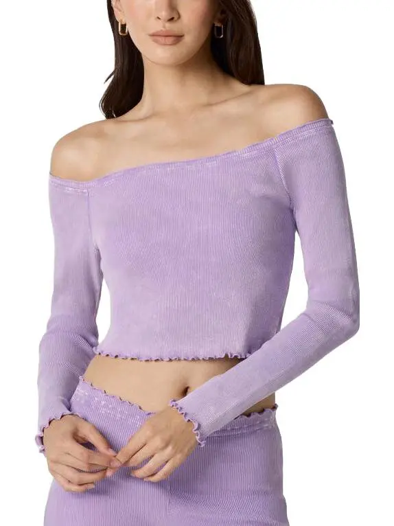 FLORENCE BY MILLS Washed Rib Off-the-shoulder Top - Washed Lavender
