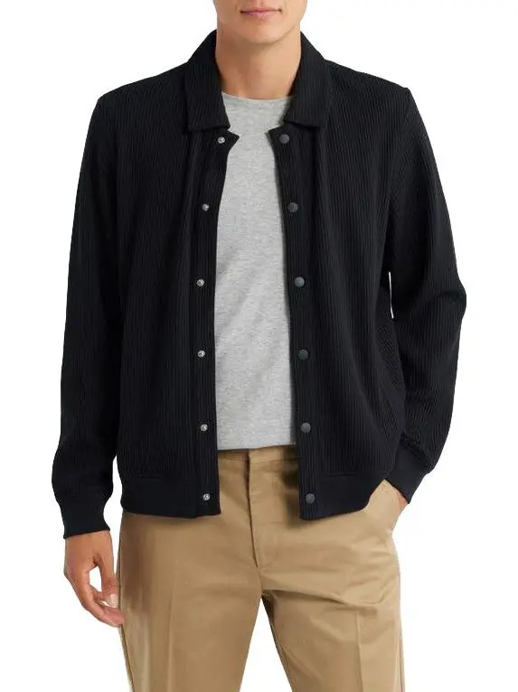 WAX LONDON Hays Jersey Snap-up Overshirt - Black