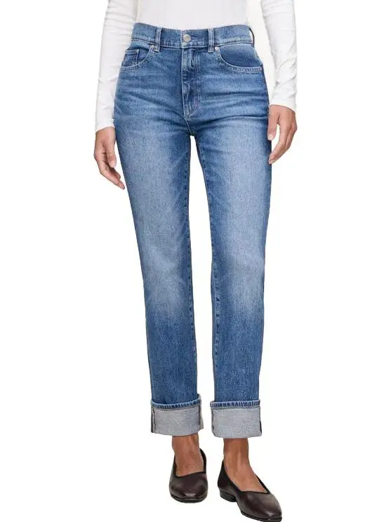 DL1961 Patti High-waist Straight-leg Jeans - Opal Beach Cuffed