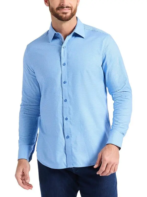 Robert Graham Kenmare Long Sleeve Stretch Cotton Button-up Shirt - Blue