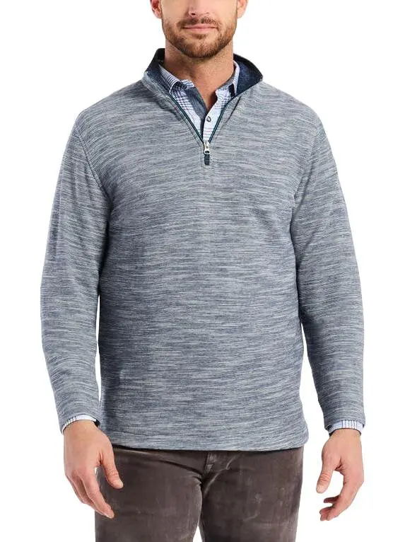 Robert Graham Ledson Space Dye Quarter Zip Top - Navy