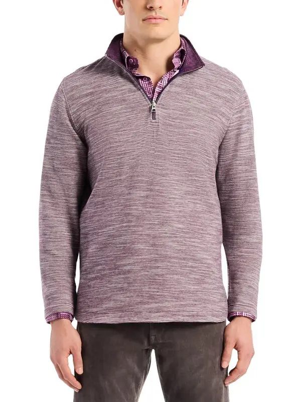 Robert Graham Ledson Space Dye Quarter Zip Top - Berry