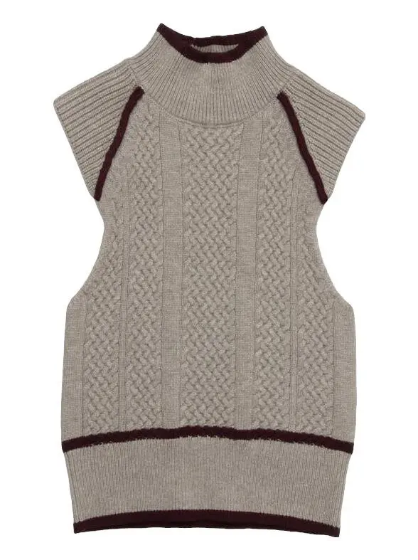 Deluc Mixed-stitch Knit Vest - Light Grey With Wine