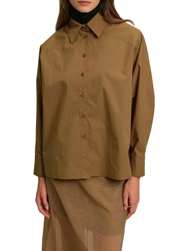 Deluc Oversize Cotton Poplin Shirt - Caramel