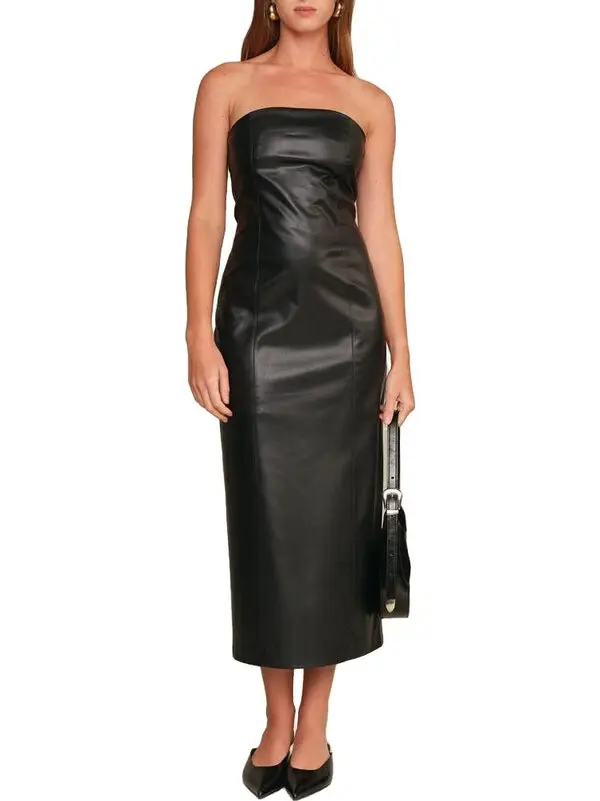Deluc Emmet Strapless Faux Leather Dress - Black