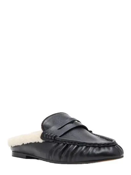 Steve Madden Rafe Faux Shearling Lined Mule - Black Leather