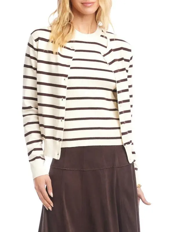 Karen Kane Striped Cardigan - Cream