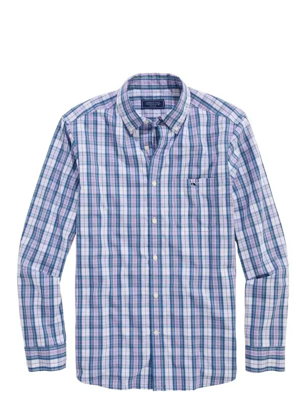 Vineyard Vines Washashore Classic Fit Plaid Stretch Cotton Button-down Shirt - Lilac Breeze