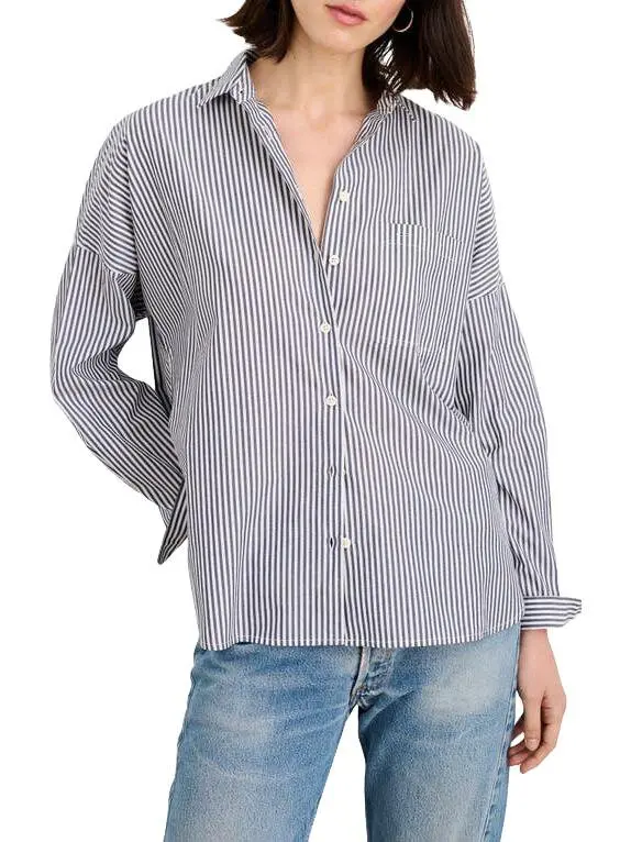ALEX MILL Stripe Cotton Button-up Shirt - Navy /white