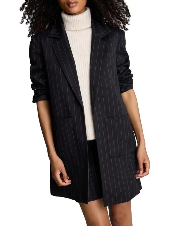 KENNETH COLE Pinstripe Open-front Jacket - Black/olive Green