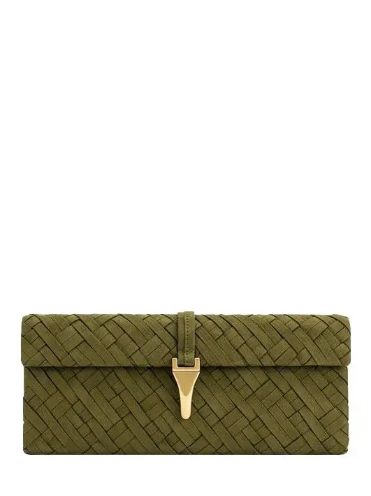 Jw Pei Zaria Woven Clutch - Dark Olive