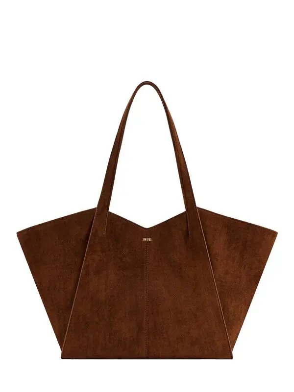 Jw Pei Large Kiana Faux Suede Tote - Dark Brown