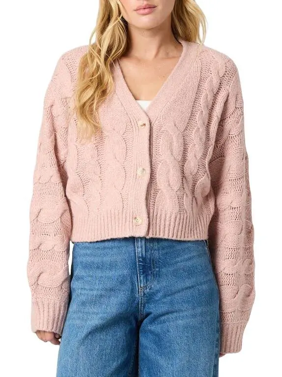 ALL IN FAVOR Cable Stitch Cardigan - Pink